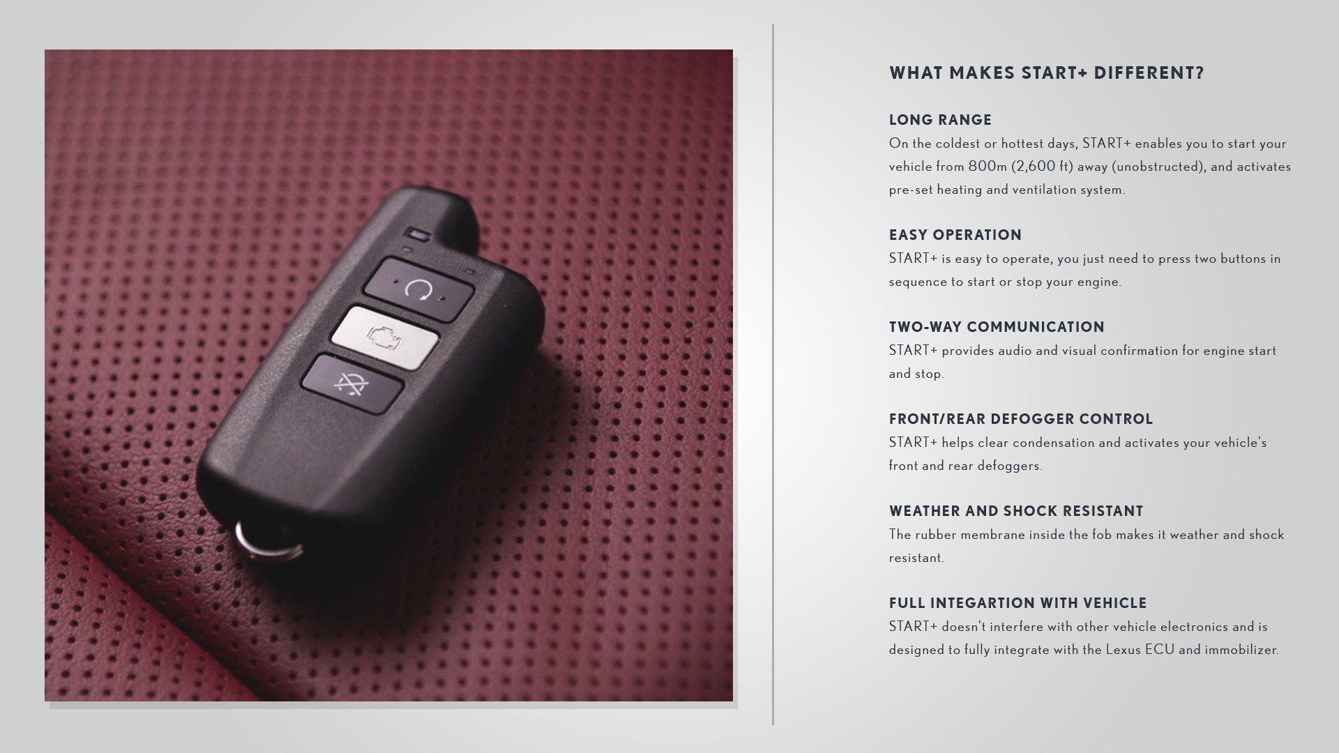 START+ Long Range Remote Starter | Erin Park Lexus in Mississauga, Ontario