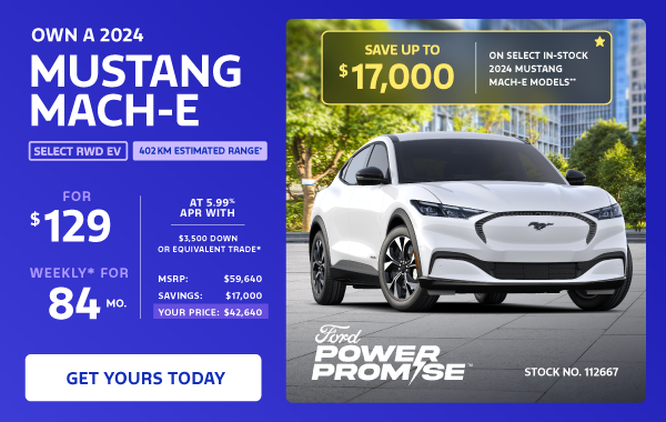 Suburban Motors in Victoria | Own a 2024 Ford Mustang Mach-E Select RWD EV for $129 weekly*