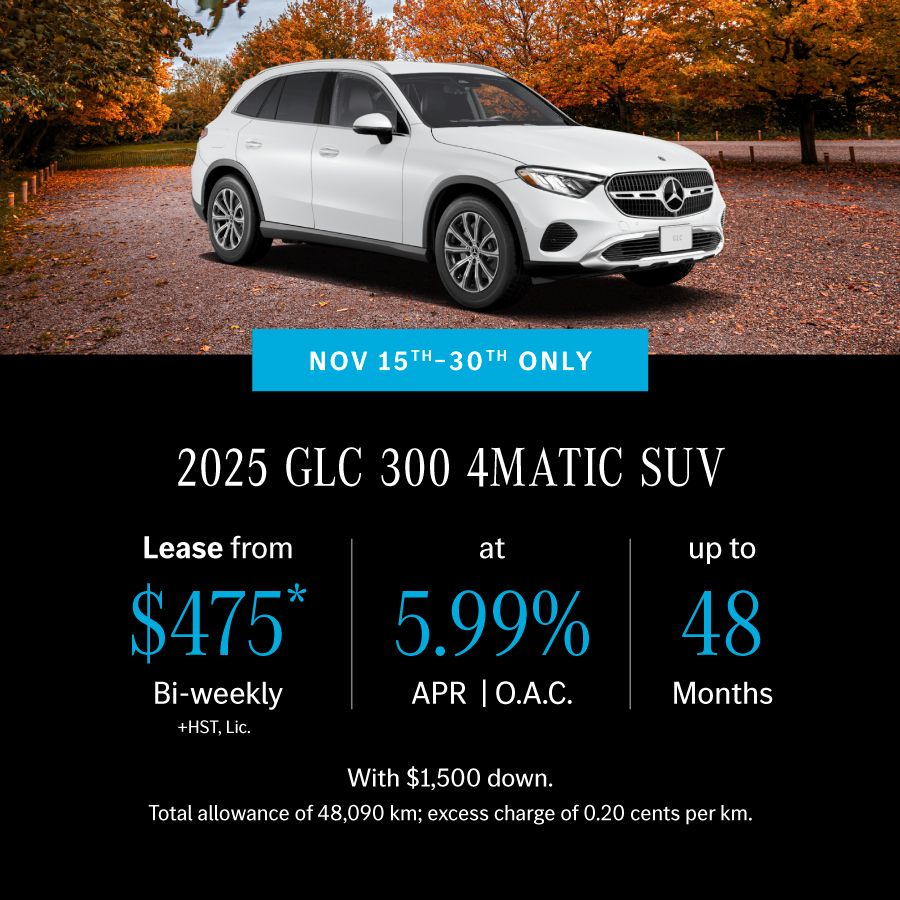 2025 GLC 300 4MATIC SUV | Nov 15th - 30th | Mercedes-Benz Brampton in Brampton