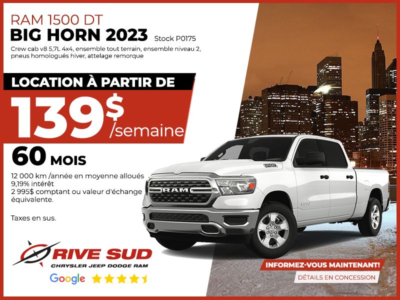Ram 1500 Big Horn 2023 | Rive Sud Chrysler Dodge Jeep Ram Fiat à Brossard