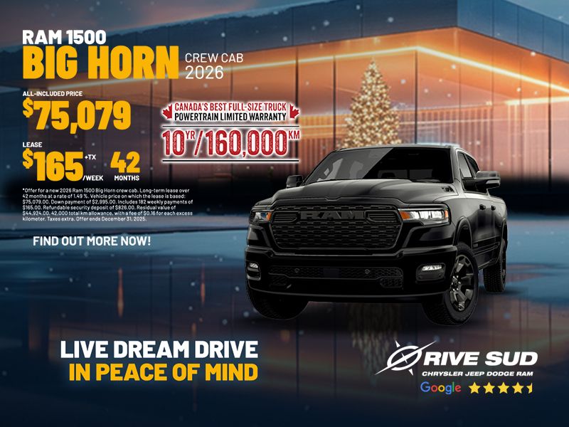 RAM 1500 Big Horn 2026 | Rive Sud Chrysler Dodge Jeep Ram Fiat in Brossard