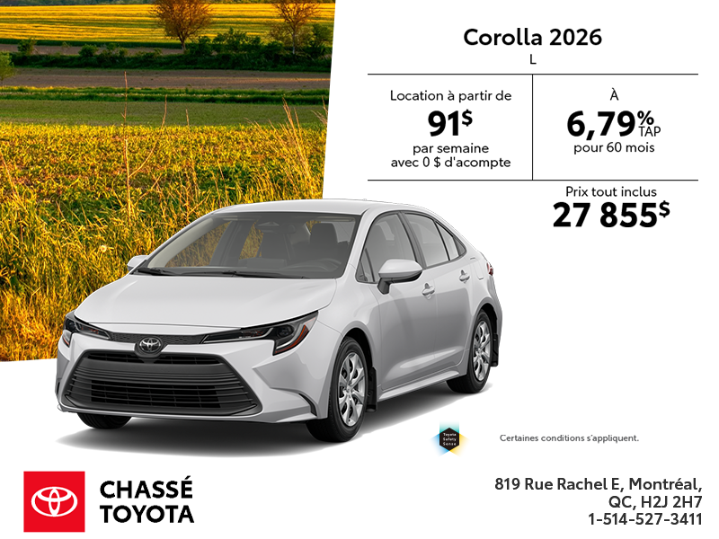 Toyota Corolla 2026 | Chassé Toyota à Montréal