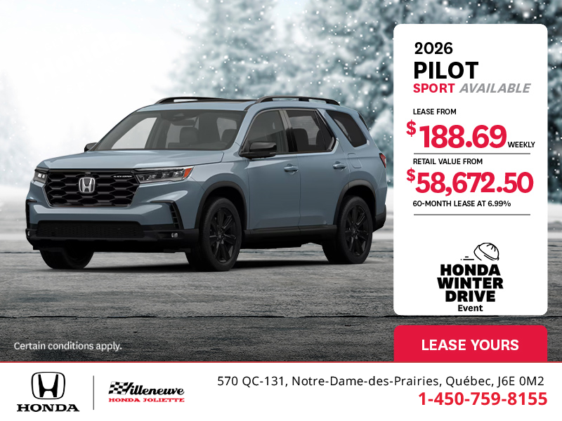Get the 2026 Honda Pilot! | Villeneuve Honda Joliette in Notre-Dame-des ...